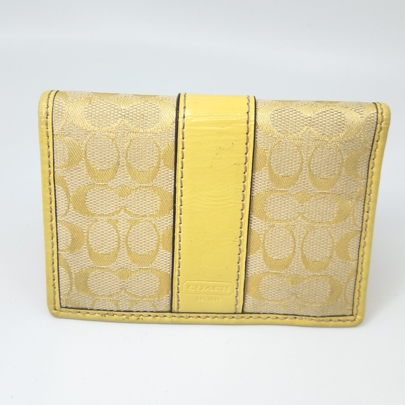 Coach | Bags | Coach Yellow Leather And Canvas Slim Wallet | Poshmark